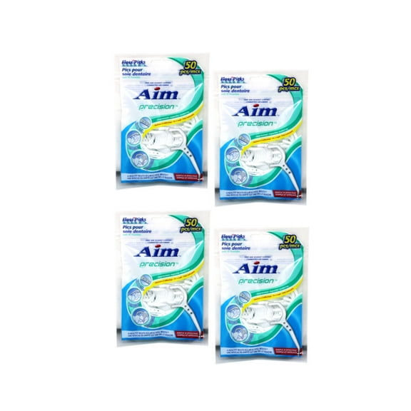AIM Floss Picks, Nylon Thread, Slides Easily, Slippery, 150 Count, 3 ...