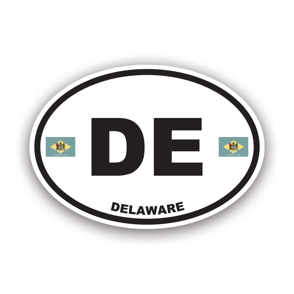 Delaware Flag Oval Sticker Decal - Self Adhesive Vinyl - Weatherproof ...