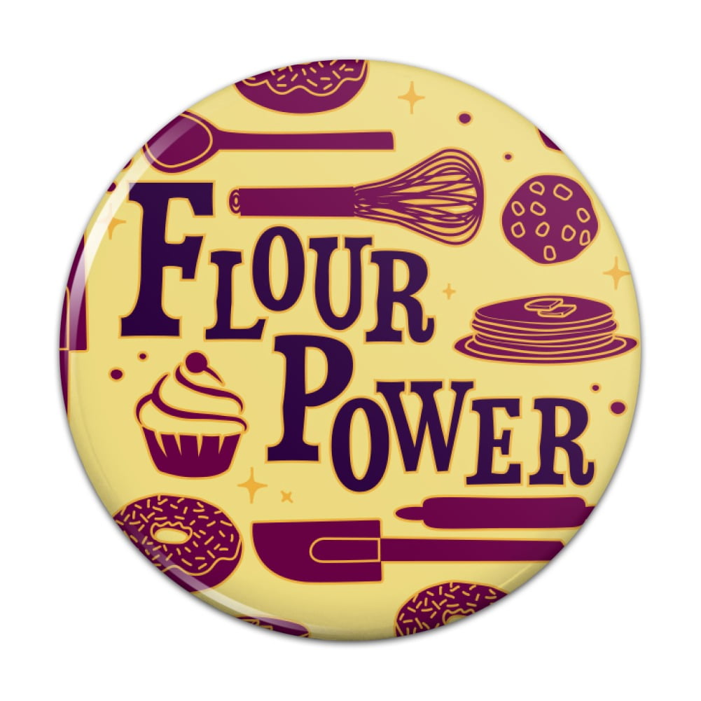 Flour Power Baking Baker Chef Cookie Cake Donut Funny Pinback Button ...