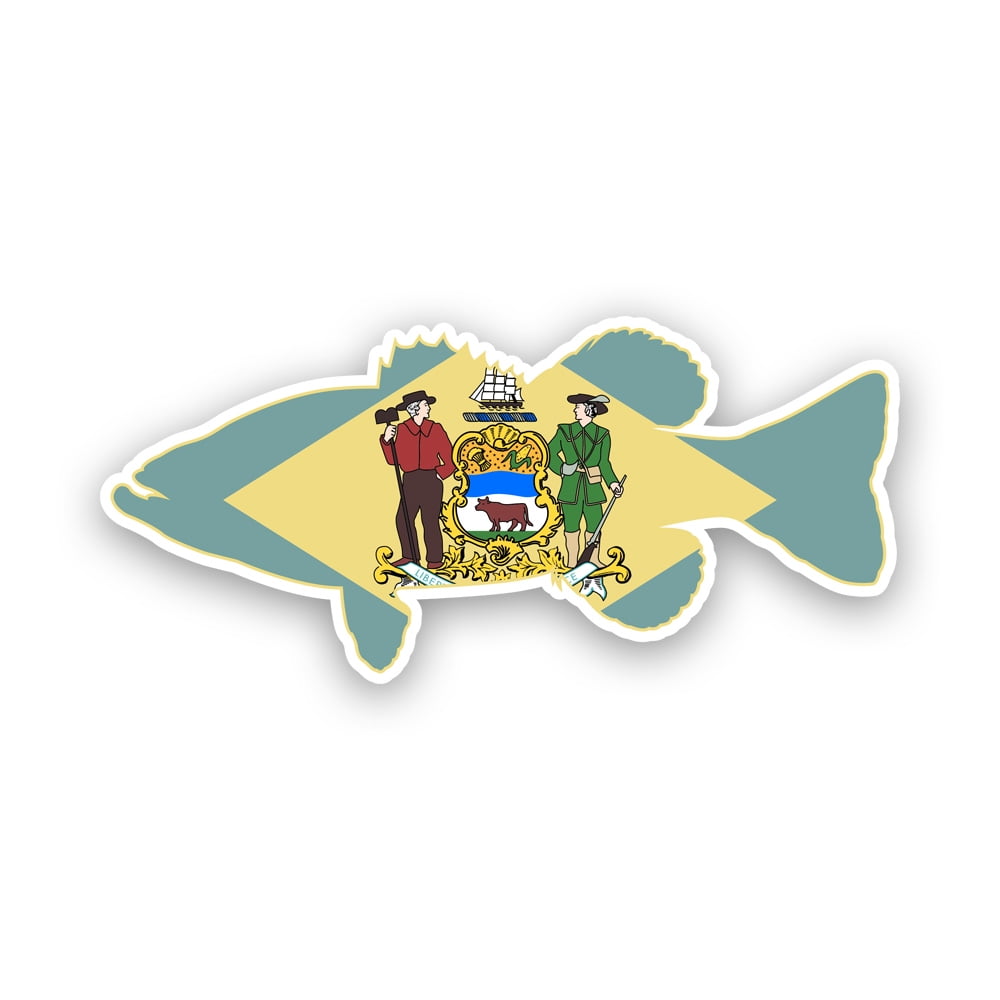 Delaware Bass Flag Sticker Decal - Self Adhesive Vinyl - Weatherproof ...