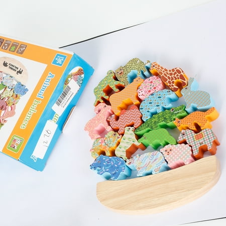 19Pcs Wooden Animals Stacking Blocks Balance Toy, Montessori Animals ...