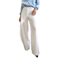 Ailaofu Women's Fall High Waist Wrap Front Wide Leg Suit Pants Solid ...