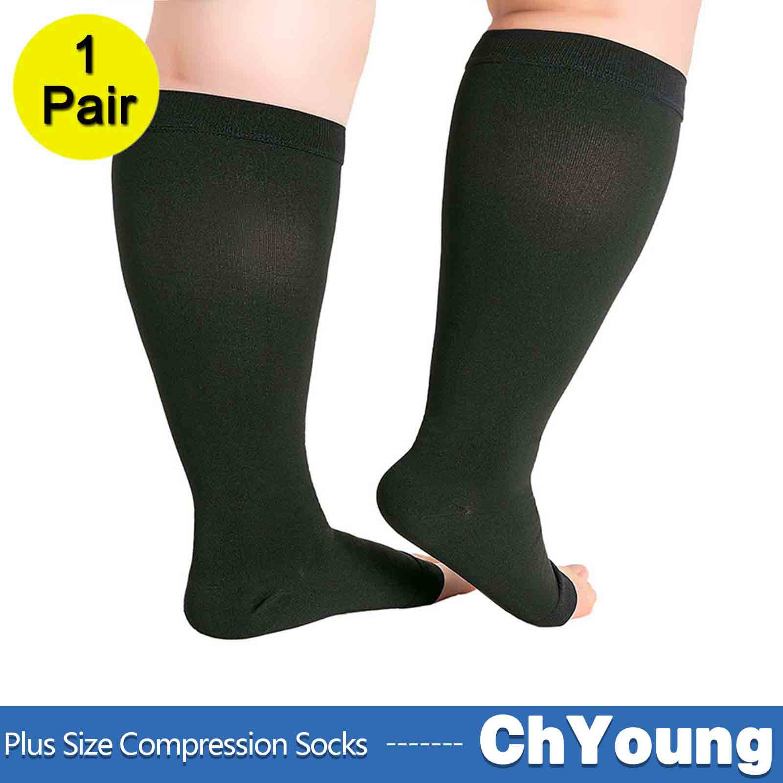 1Pack 7XL 15# Open Toe Compression Socks for Men and Women Stockings 20 ...