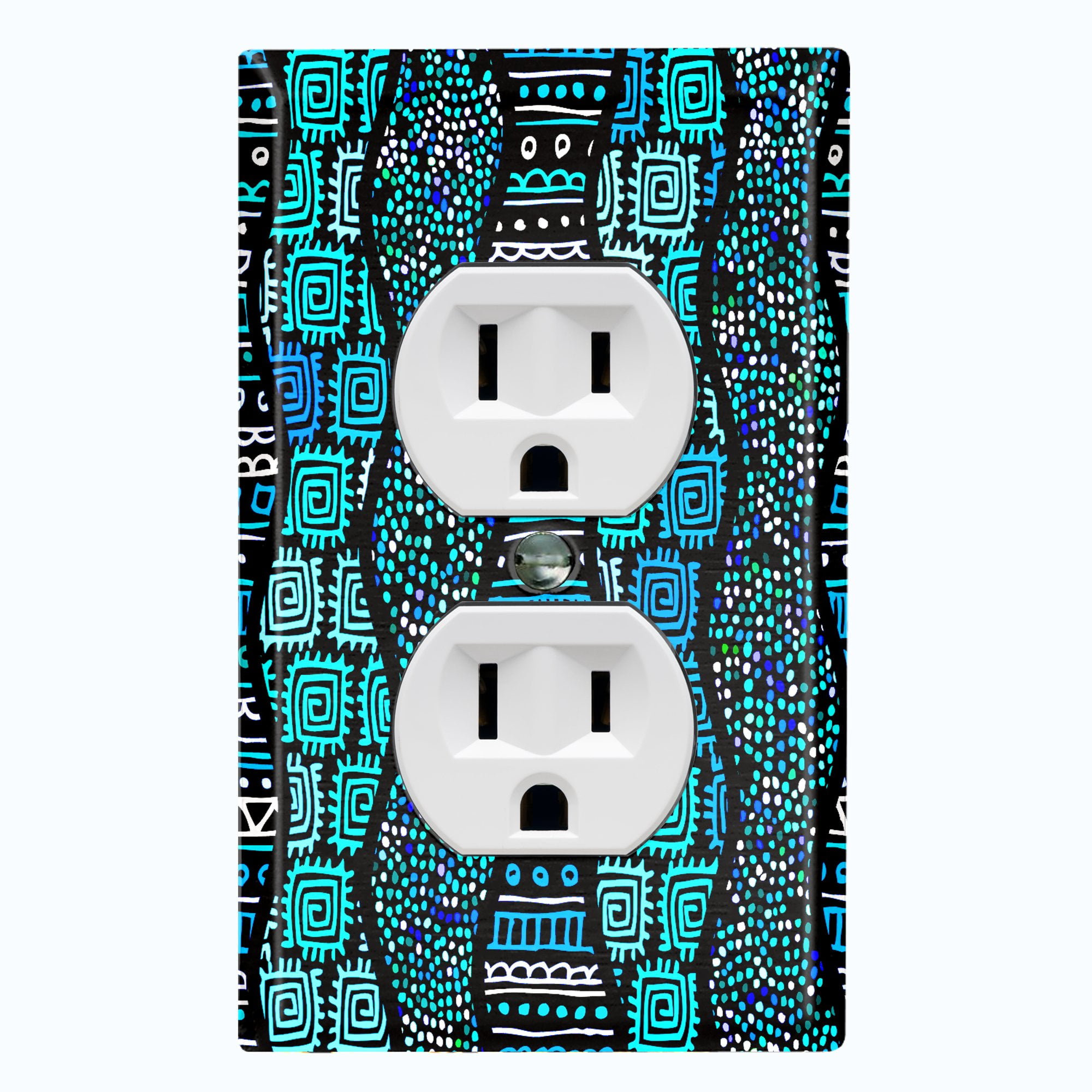 Metal Light Switch Plate Cover Safari African Tribal Art Pattern Teal ...