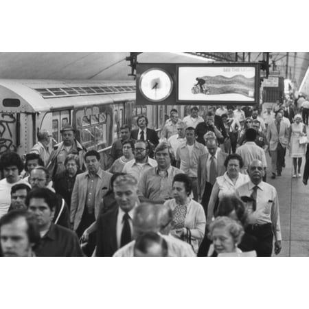 New York City Subway. Passengers Exiting A Train In The 1970S. Over 2 ...