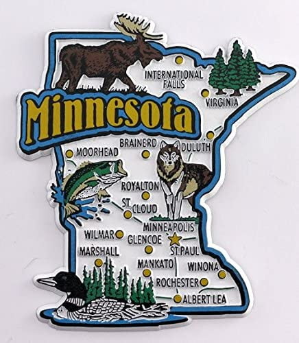 Minnesota State Map and Landmarks Collage Fridge Collectible Souvenir ...