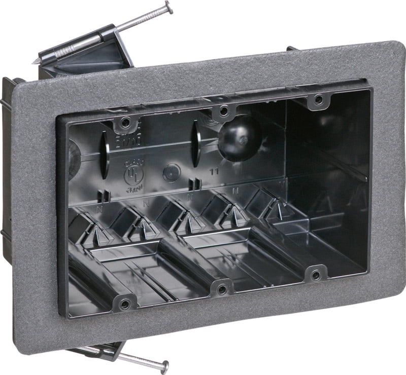 Carlon 3-1/2 in. Rectangle Plastic 3 gang Electrical Box Black ...