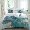 4 Piece Duvet Cover Set Queen, Modern Turquoise Marble Texture Soft ...