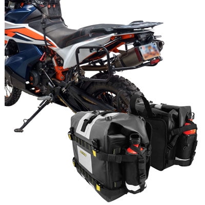 Tusk Pannier Racks with Nelson Rigg Hurricane Dry Saddlebags Black ...