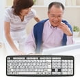 USB Wired Keyboard for Low Vision Users with Large White Keys Black ...
