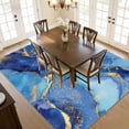 Blue Marble Striped Area Rug, Modern Abstract Texture Pattern Carpet ...