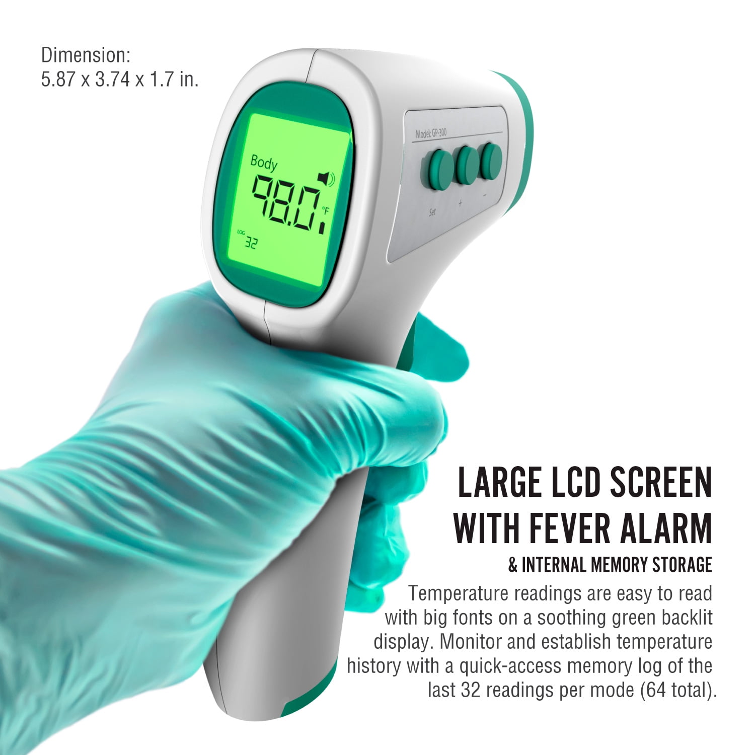 Salusen Non-Contact Infrared Forehead Thermometer – Fast Reading LCD ...