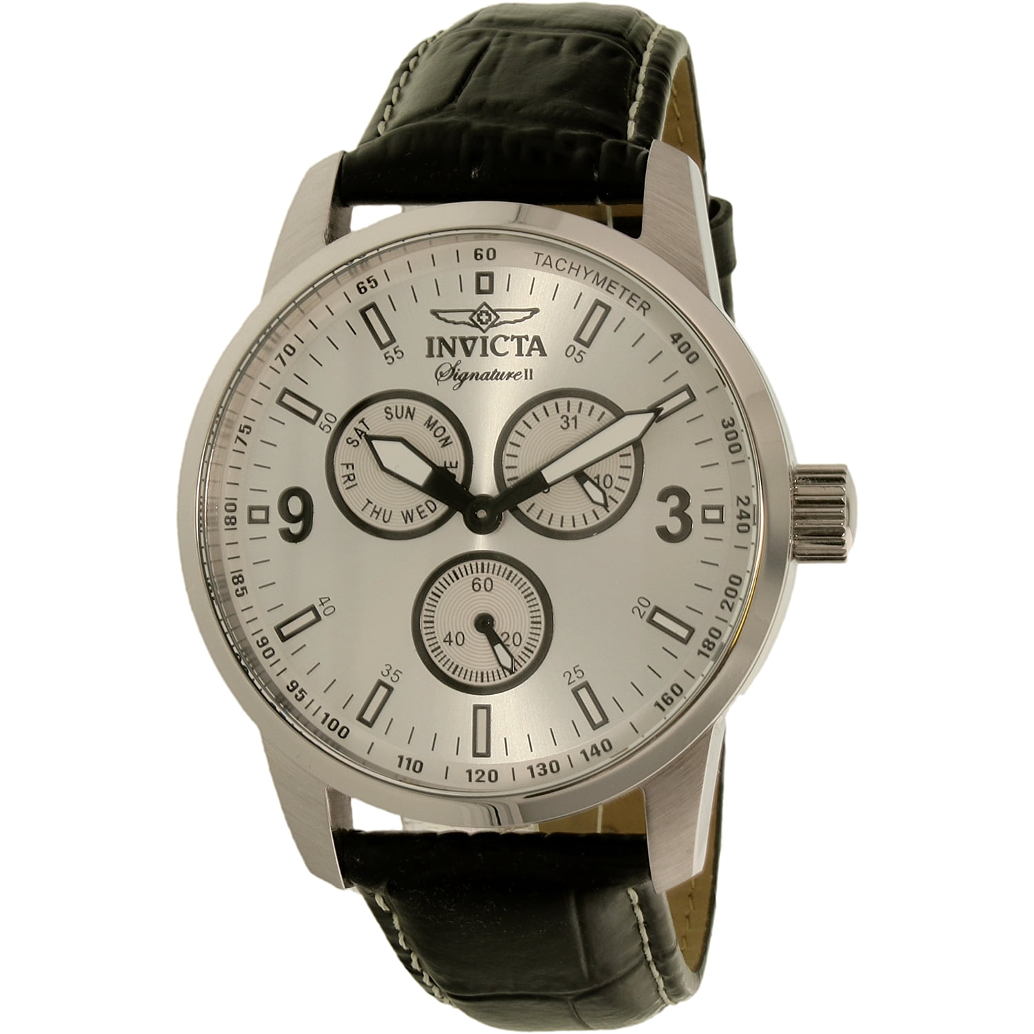 Invicta Men's Signature Silver Dial Black Leather Watch 7021 - Walmart.com