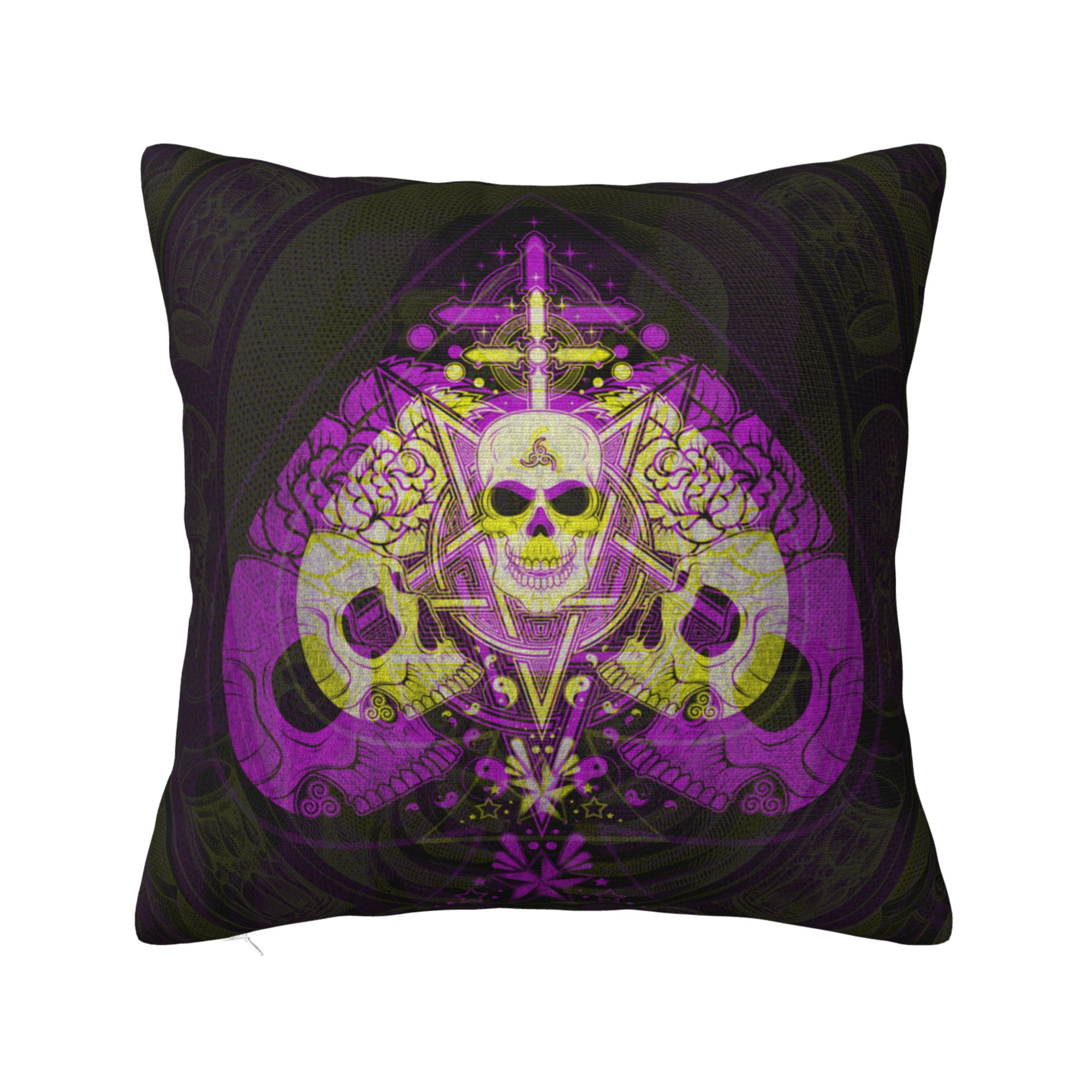 ZICANCN Ace Poke Skull Fuchsia Print Throw Pillow Covers, Bed Couch ...