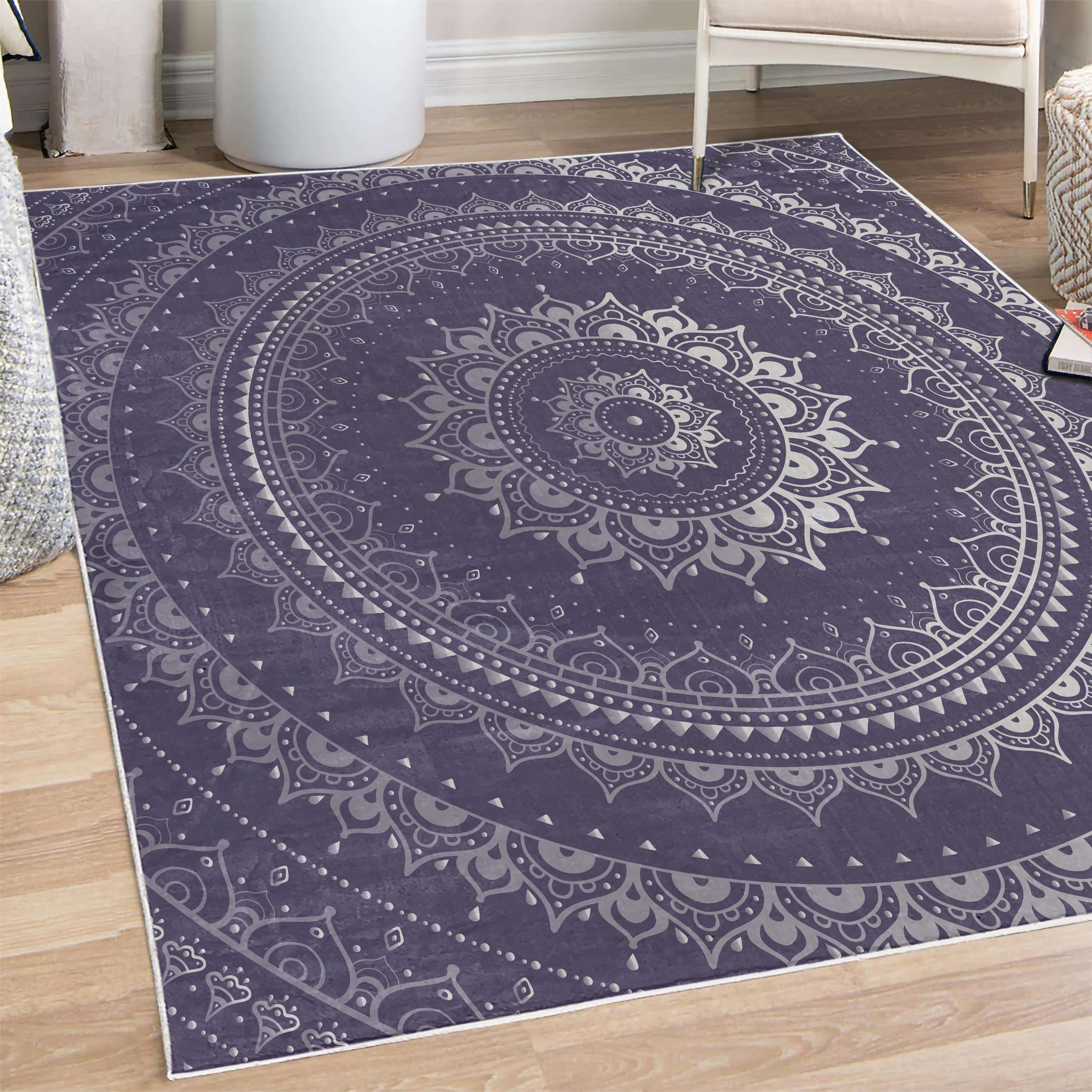 Mandala Decorative Rug, Circle Universe and Cosmos Esoteric Oriental ...