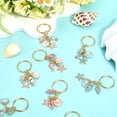 1 Set 12Pcs 3 Colors Alloy Enamel Keychain with Iron Rings Ocean Theme ...