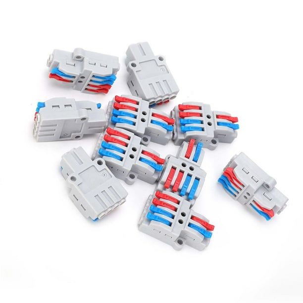 10Pcs Lever-Nut Wire Conductor Connector, 600V 2-in-4-out Splitter Fast ...