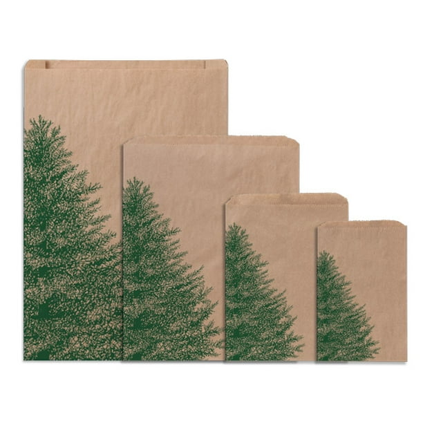 600 Pcs, Evergreen Kraft Paper Merchandise Bag Assortment for Food ...