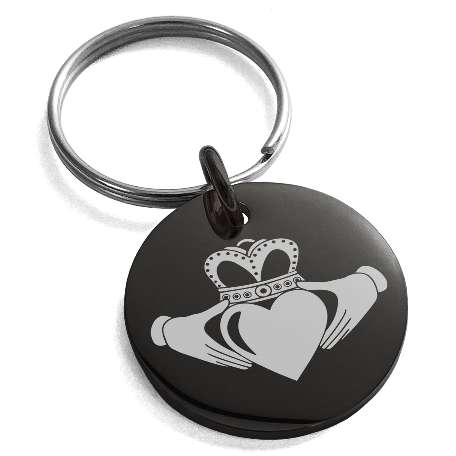 Stainless Steel Celtic Claddagh Unity Engraved Small Medallion Circle ...