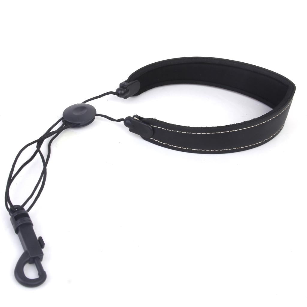 Black Artificial Leather Adjustable Neck Strap with Snap Hook for ...