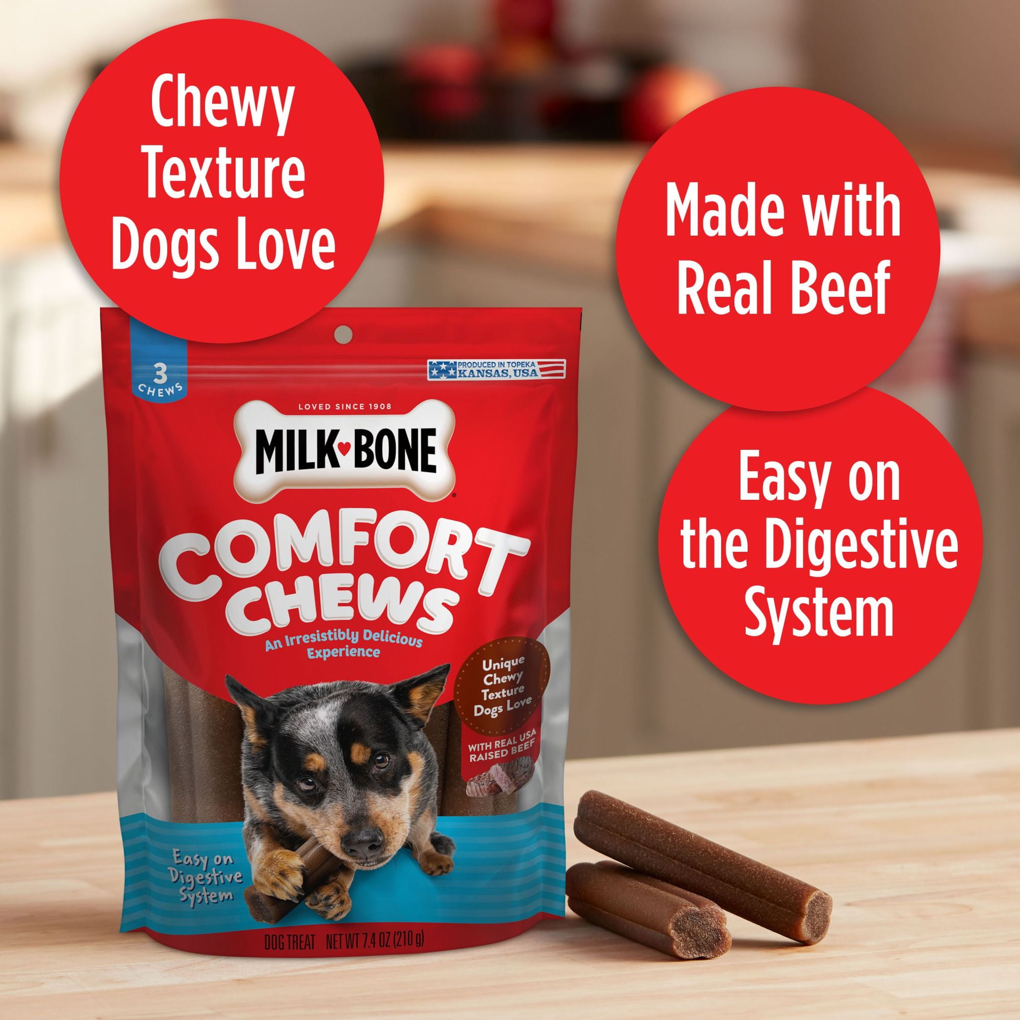 Milk-Bone Comfort Chews, Dog Chews with Unique Chewy Texture and Real ...