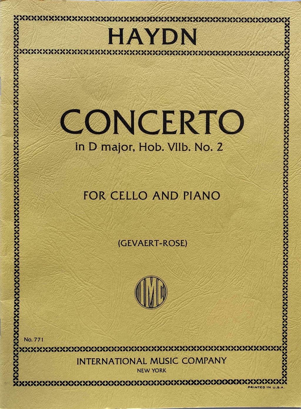 Haydn Franz Joseph Concerto in D Major Hob VIIb:2 Cello Piano (IMC # 771) - Walmart.com