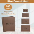 100 Sheets Coffee Color Cardstock 5 Assorted Size Certificates Paper ...