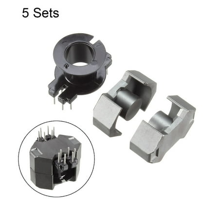 5 Sets RM8 6 + 6pin Transformer Bobbin PC40 Ferrite Core Vertical 10 Ferrite Halves and 5 Bobbin ...