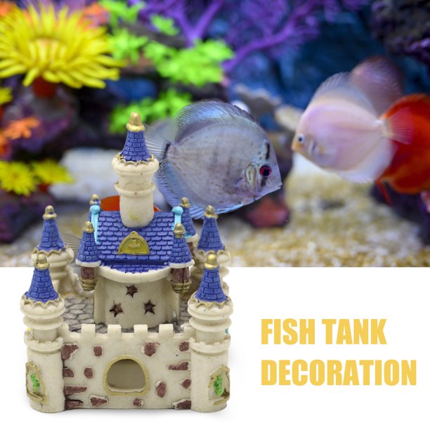 Aquarium Ornament Castle Shape Decorating Mini Resin Cartoon Castle ...