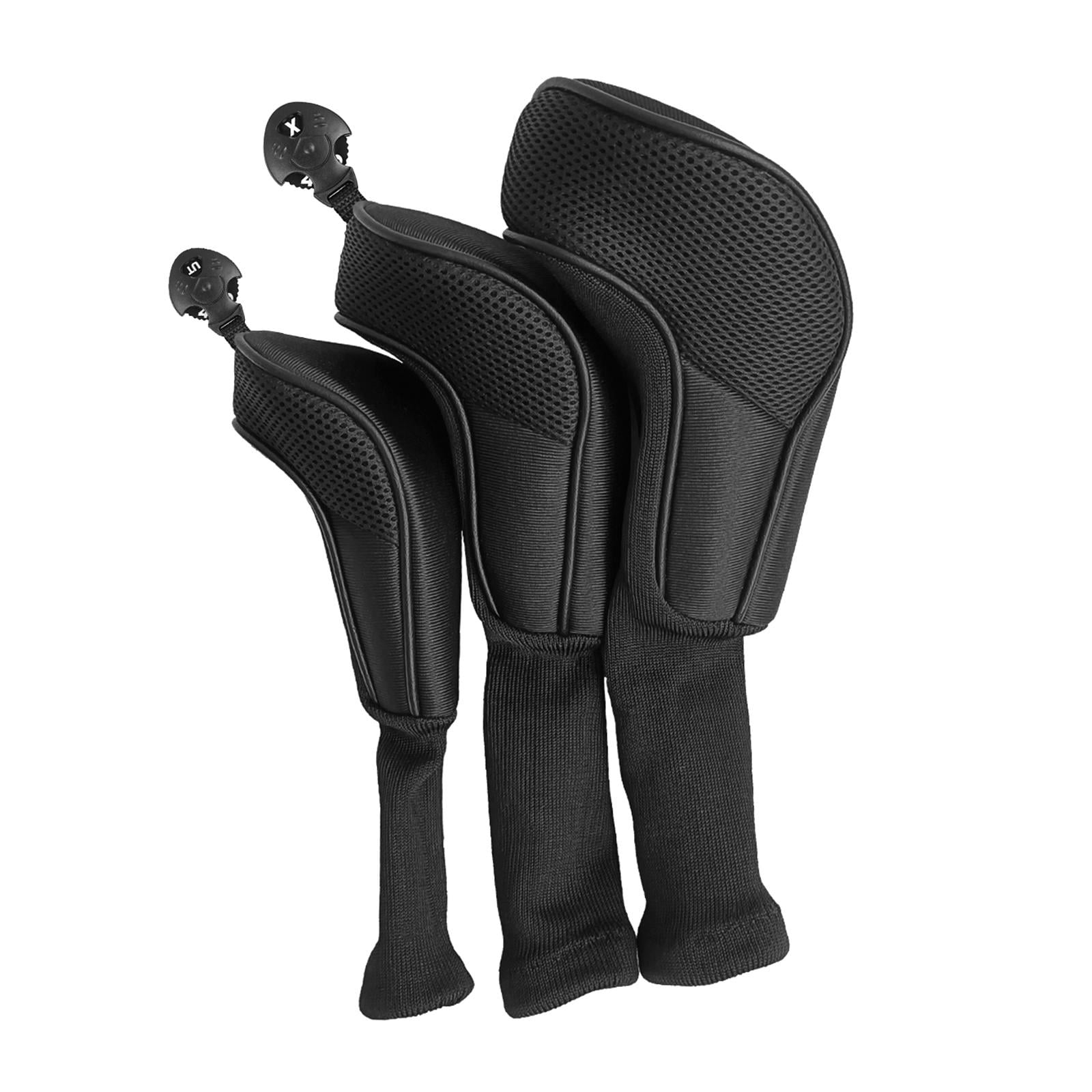 3Pcs Mesh Golf Head Cover, Long Neck Golf Headcover Guard , Black ...