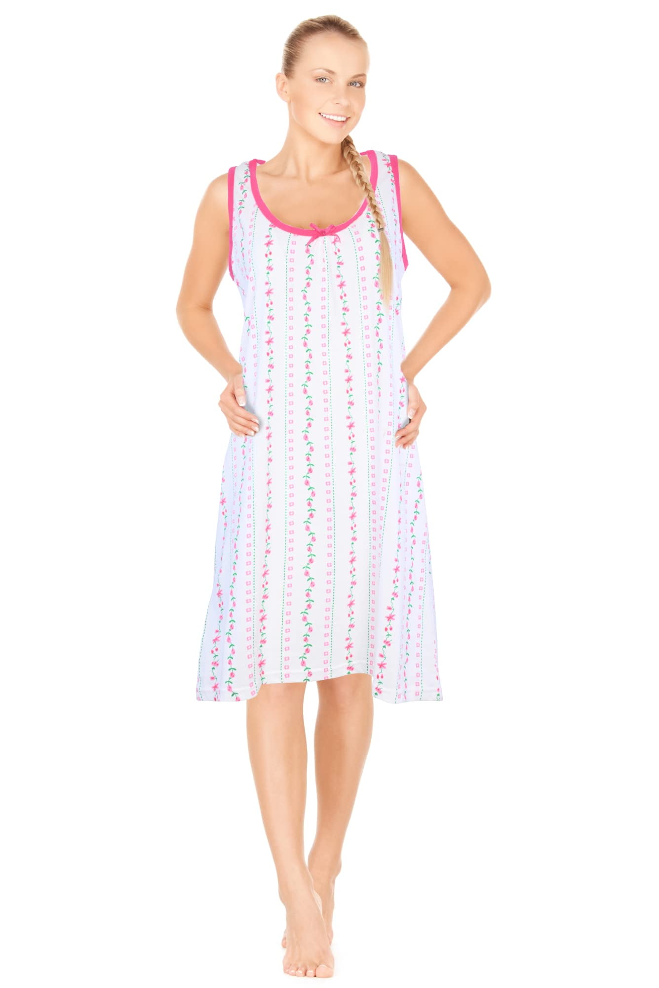 JEFFRICO Womens Sleeveless Nightgowns Sleepwear Soft Pajama Dress ...
