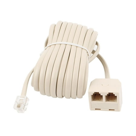 RJ9 4P4C Male to Dual Female Connector Telephone Adapter Splitter Beige - Walmart.com