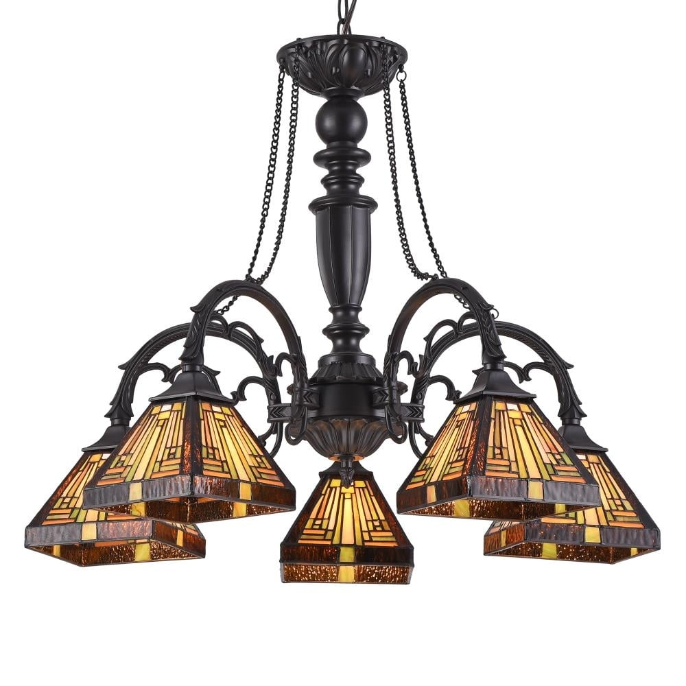 CHLOE Lighting INNES Tiffany-style 5 Light Mission Large Chandelier 27 ...