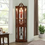 Miekor Furniture Walnut Corner Curio Cabinet with Lights, Adjustable ...