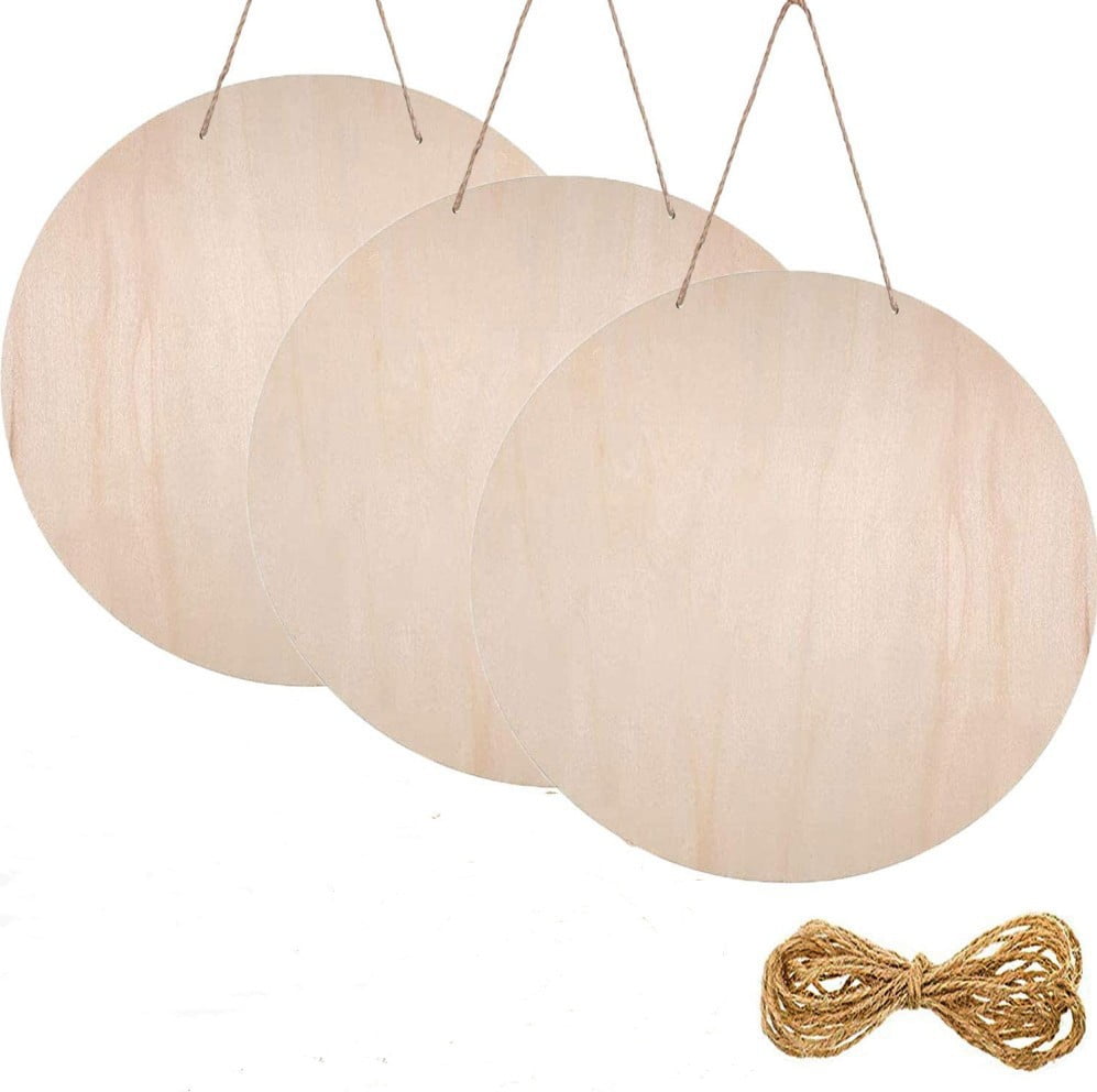 2 Sets of Round Blank Boards DIY Hanging Wooden Boards Wood Circles ...