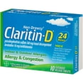 Claritin-D 24 Hour Non-Drowsy Allergy and Congestion Tablet, 10 Count ...