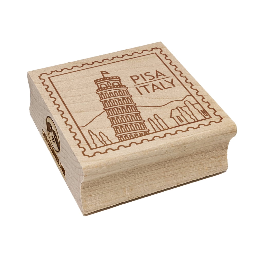 Leaning Tower of Pisa Italy Destination Travel Square Rubber Stamp ...
