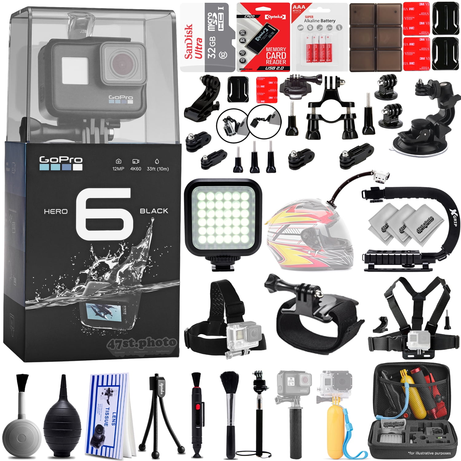 GoPro HERO6 Black 4K 12MP Digital Camcorder w/ 32GB - 40PC Sports ...