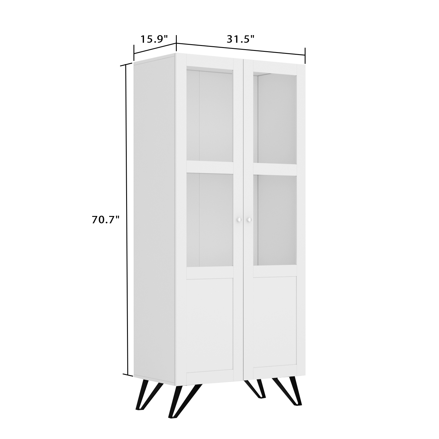 Buy Timechee 70.7”H Tall Storage Cabinet with 3 Tier Shelves and Glass ...