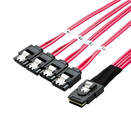 2-Pack Mini SAS 36Pin (SFF-8087) Male to 4 SATA 7Pin Female Cable, Mini ...