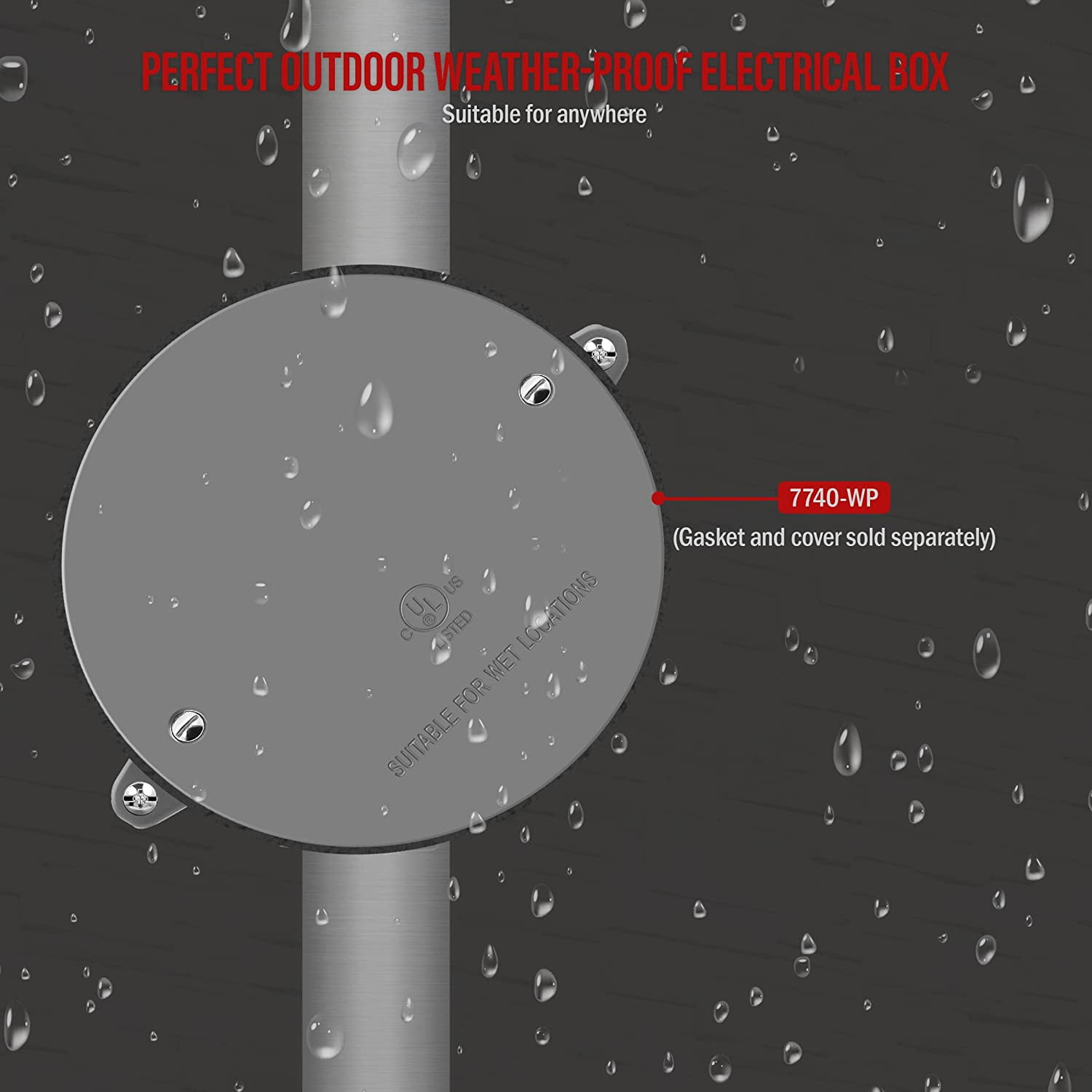 ENERLITES 4 Inch Diameter Round Weatherproof Outlet Box with Five 3/4 ...