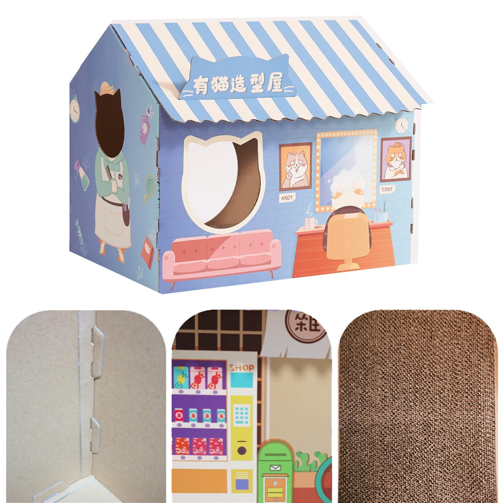 Corrugated Cardboard Cat House Furniture Playhouse with Scratching ...