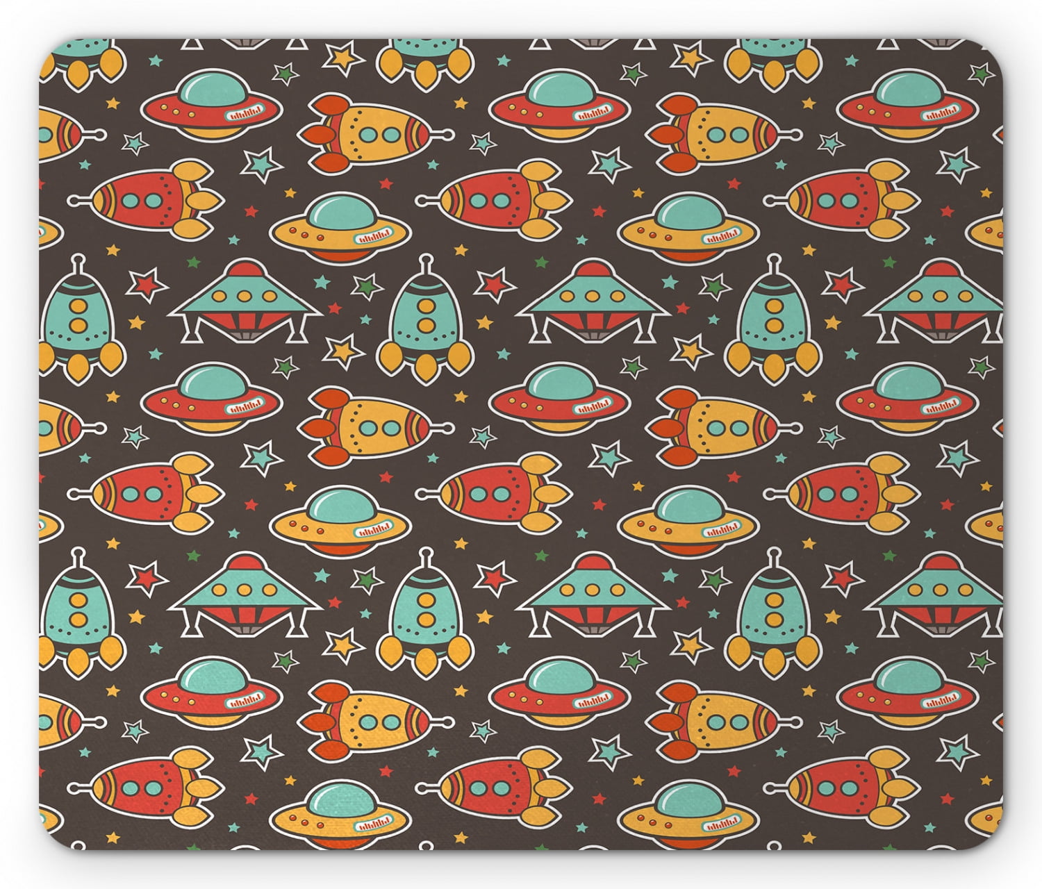 Space Mouse Pad, Outer Space Elements Rockets UFO and Crafts Stars ...