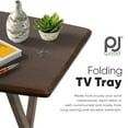 PJ Wood Folding TV Tray Tables with Storage Rack, Walnut Brown, 5 Piece ...