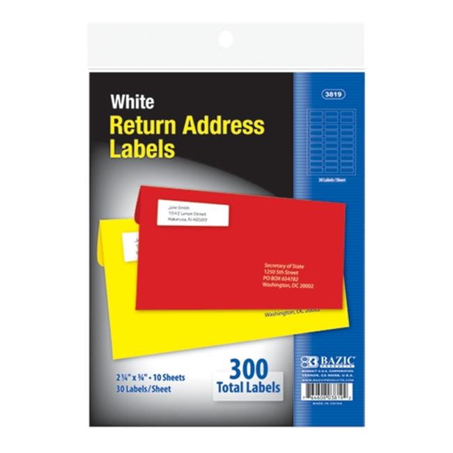 Bazic Products 3819-144 BAZIC .75 in. X 2 .25 in. White Return Address ...