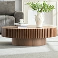 Williamspace Oval Coffee Table, 43.7"x24.8" Modern Handcraft Relief ...