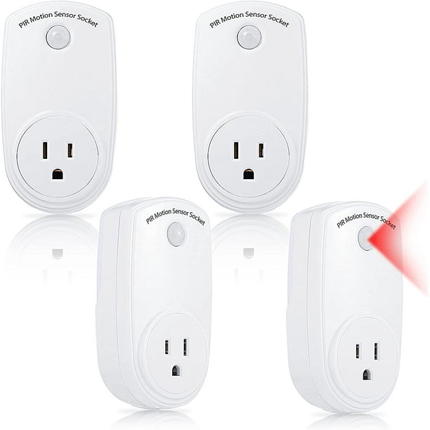 4 Pieces Motion Sensor Sockets Indoor Plug in Motion Sensor Light ...