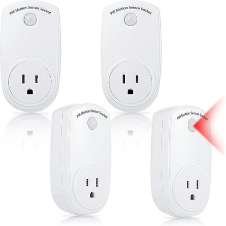 4 Pieces Motion Sensor Sockets Indoor Plug in Motion Sensor Light ...