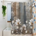 Abstract Retro Flowers Shower Curtains for Bathroom, Art White Floral ...