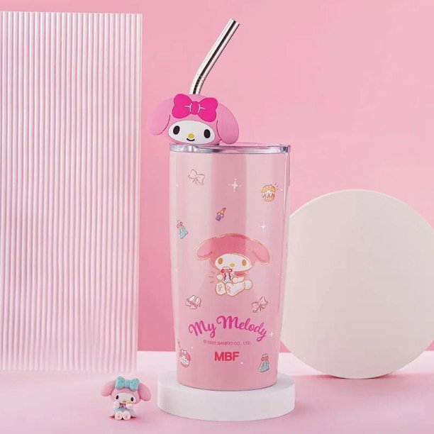 Taza Termo Kawaii Sanrio Hello Kitty Kt My Melody Kuromi, vaso de agua, vaso de café con pajita ...